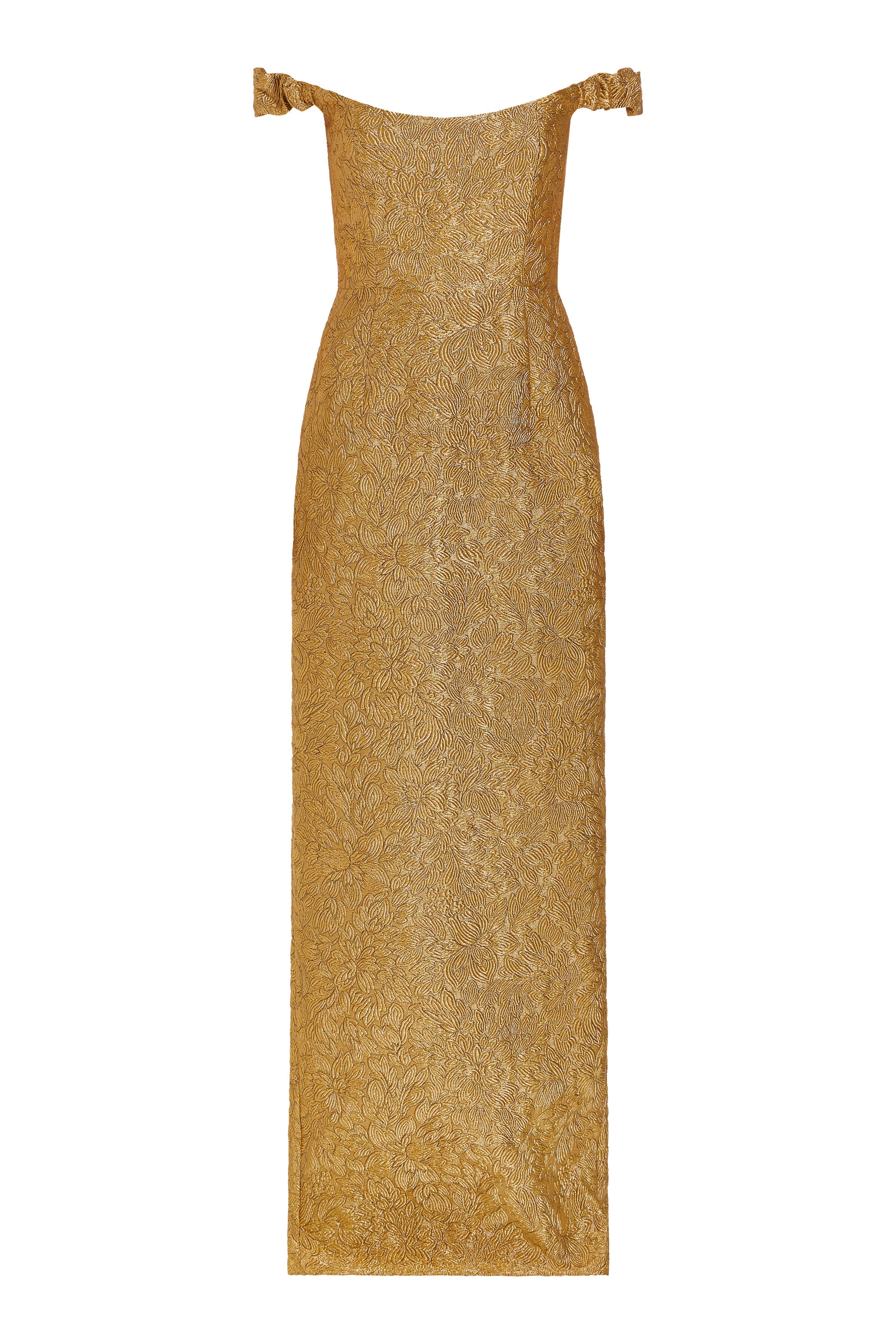 YOLANDA BROCADE COLUMN GOWN – Julian Gold