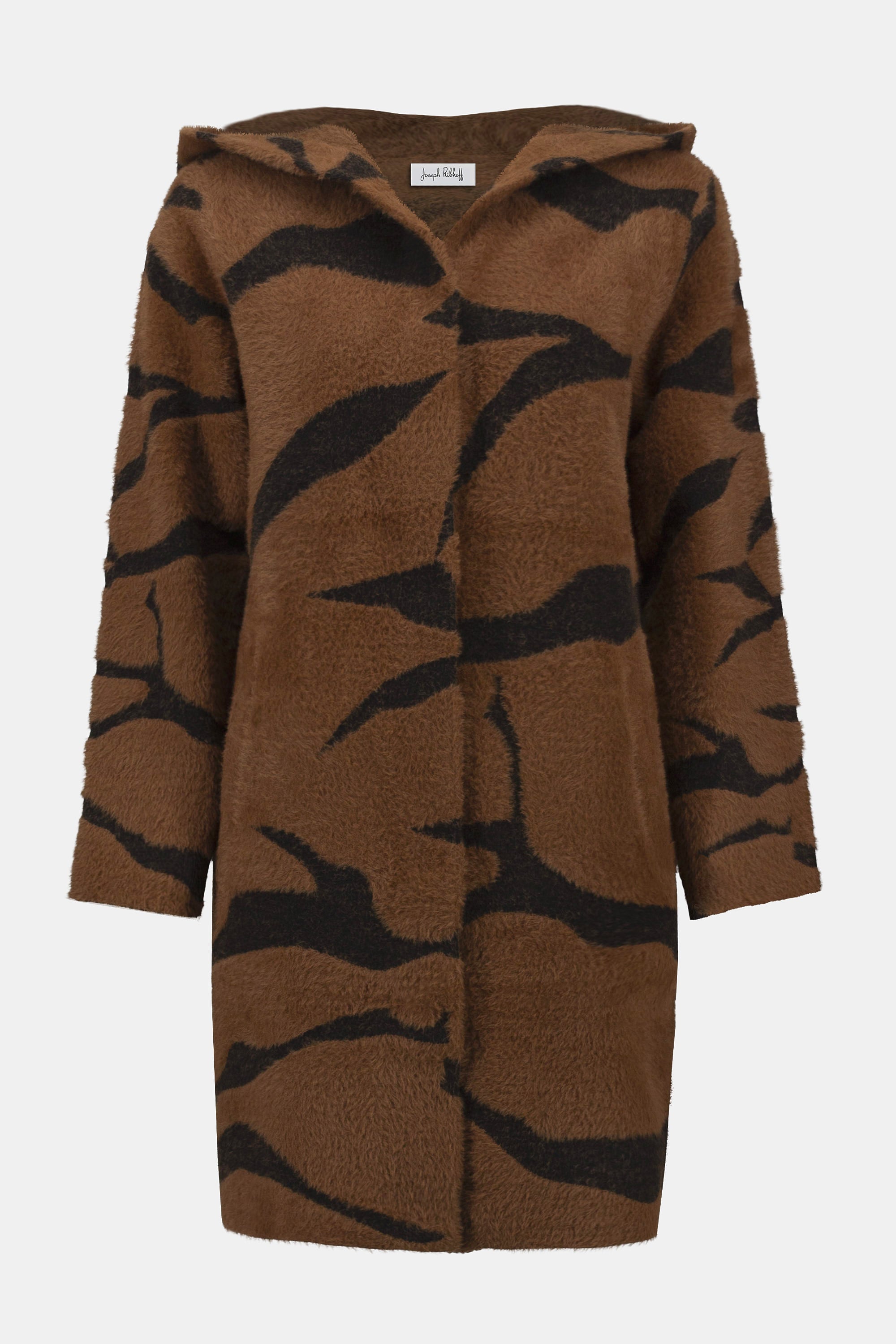 FEATHER YARN ANIMAL JACQUARD HOODED COAT – Julian Gold