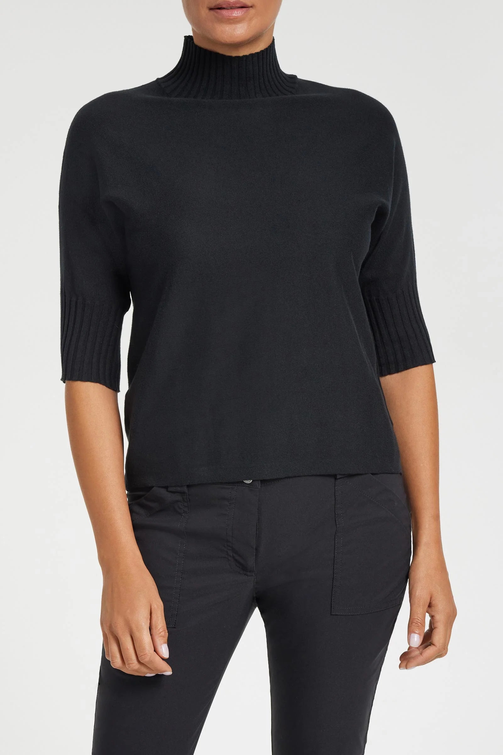 ASH RIBBED MOCK NECK SWEATER – Julian Gold